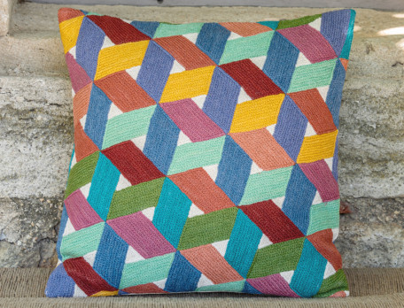 Coussin carré brodé géométrique Figure de style - Linvosges