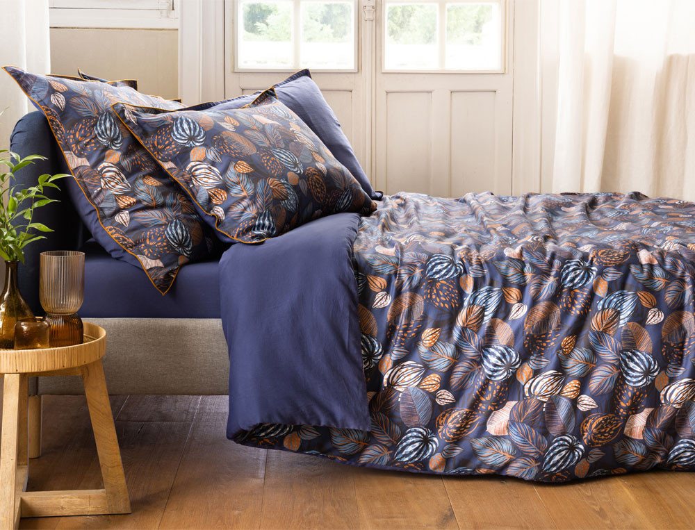 Linge de lit avec zip Blue cacao - Linvosges